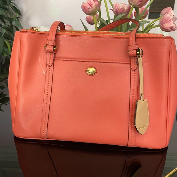 Coach | Bags | Coach Peyton Leather Jordan Double Zip Carryall New ...